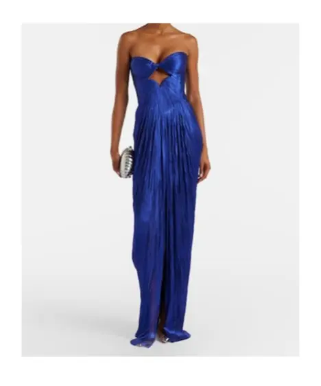 MARIA LUCIA HOHAN Stephanie Silk Tulle Bustier Gown - Blue