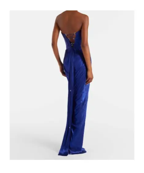MARIA LUCIA HOHAN Stephanie Silk Tulle Bustier Gown - Blue