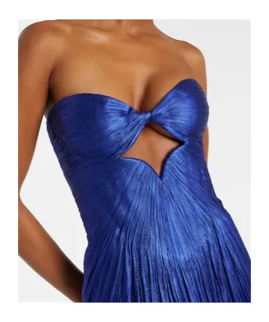 MARIA LUCIA HOHAN Stephanie Silk Tulle Bustier Gown - Blue