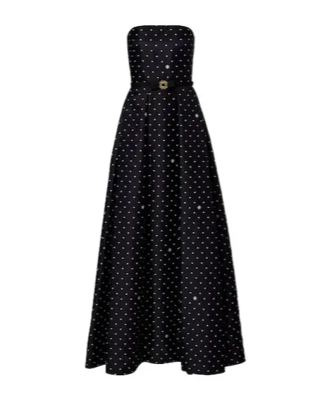 Elie Saab Belted Polka-dot Gown