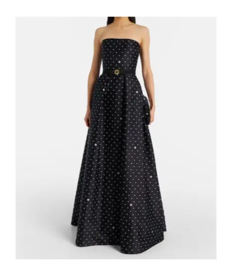 Elie Saab Belted Polka-dot Gown