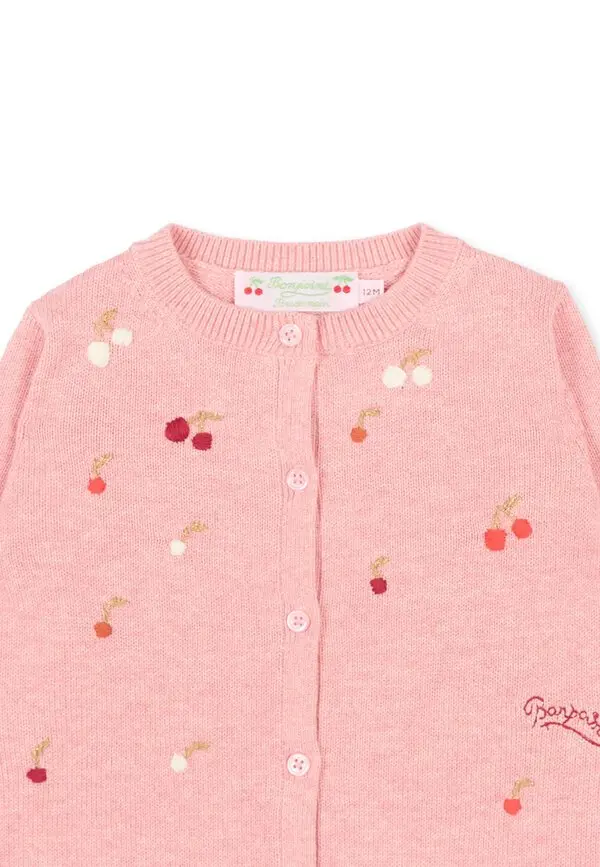 Bonpoint Claudie Hand-embroidered Cherries Cardigan