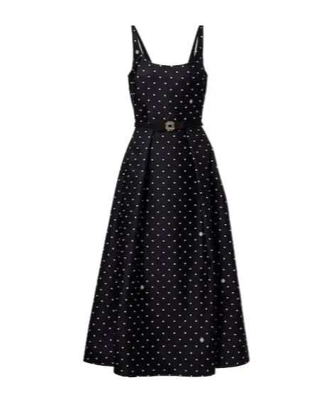 Elie Saab Polka-dot Midi Dress - Black