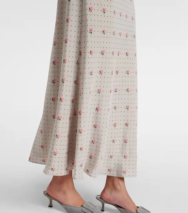 Alessandra Rich Floral Polka-dot Silk Maxi Dress