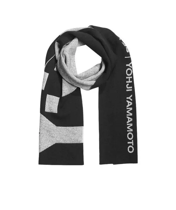 Y3 Logo Intarsia Scarf - Black
