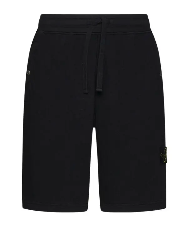 Stone Island Logo Patch Drawstring Bermuda Shorts - Black