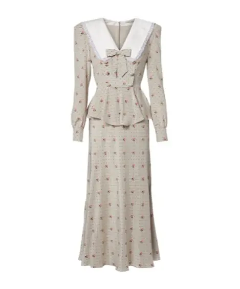 Alessandra Rich Floral Polka-dot Silk Maxi Dress - Nude
