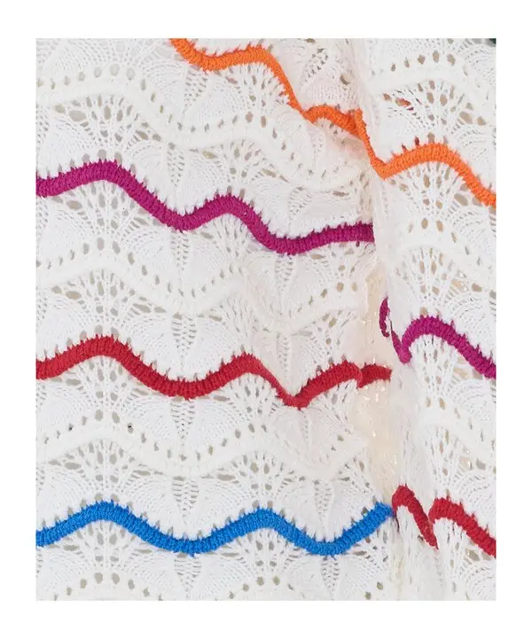 Farm Rio Wavy Open-knit Cropped Cardigan