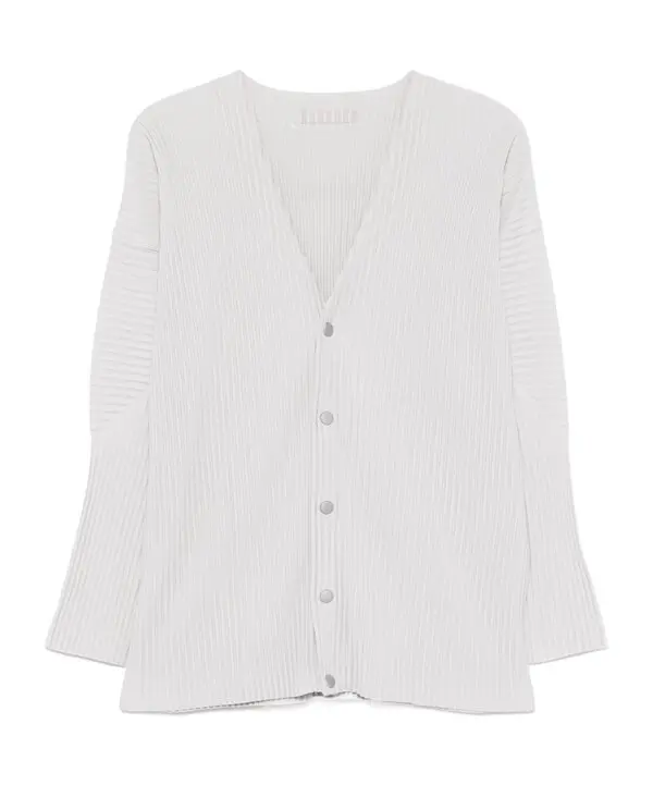 Issey Miyake Pleated V-neck Cardigan - White