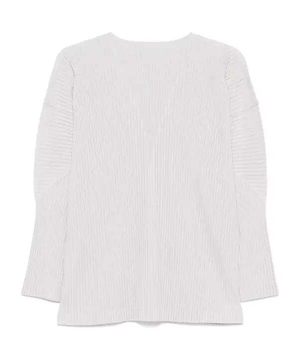 Issey Miyake Homme Plissé Pleated V-neck Cardigan - White