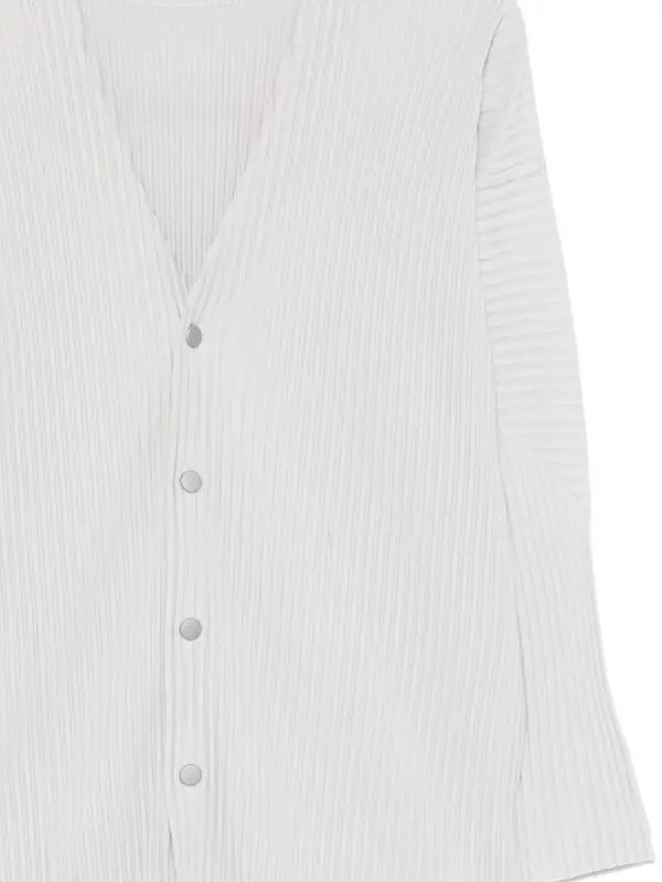 Issey Miyake Homme Plissé Pleated V-neck Cardigan - White