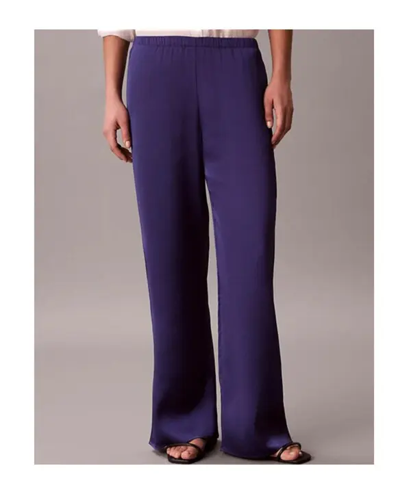 Calvin Klein Hammered Satin Textured Wide Leg Trousers