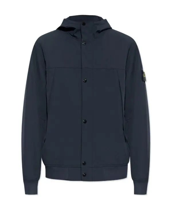 Stone Island Hooded Zip-up Jacket With Ribbed Trim