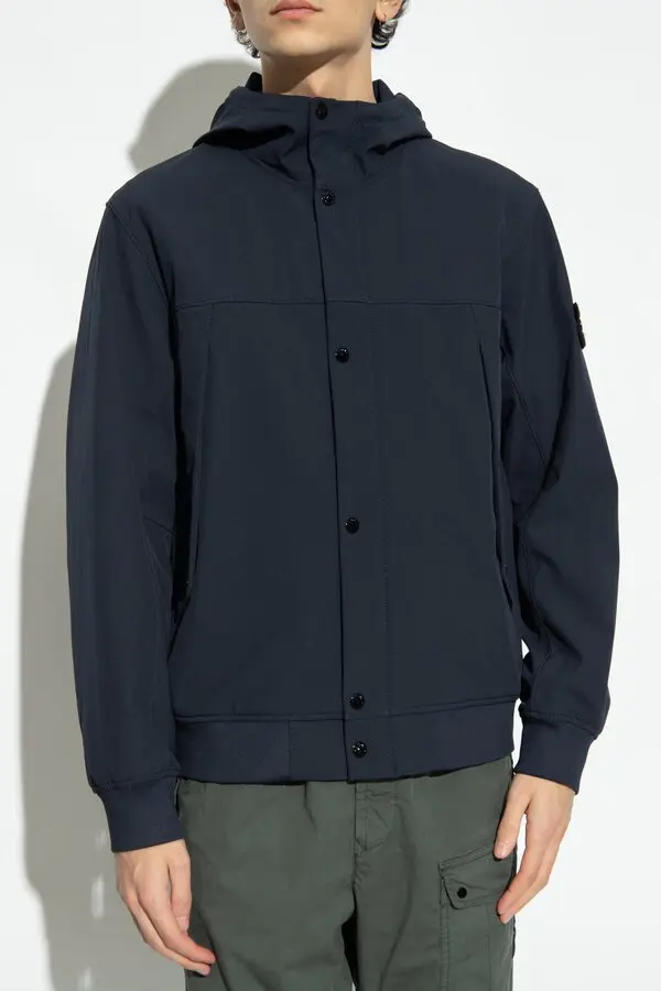 Stone Island Hooded Zip-up Jacket With Ribbed Trim