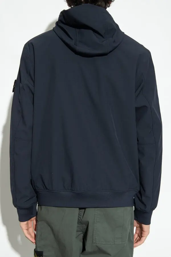 Stone Island Hooded Zip-up Jacket With Ribbed Trim