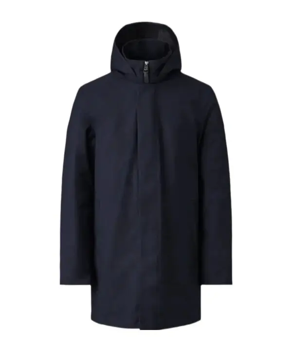 Mackage Long-sleeved Hooded Down Jacket - Navy