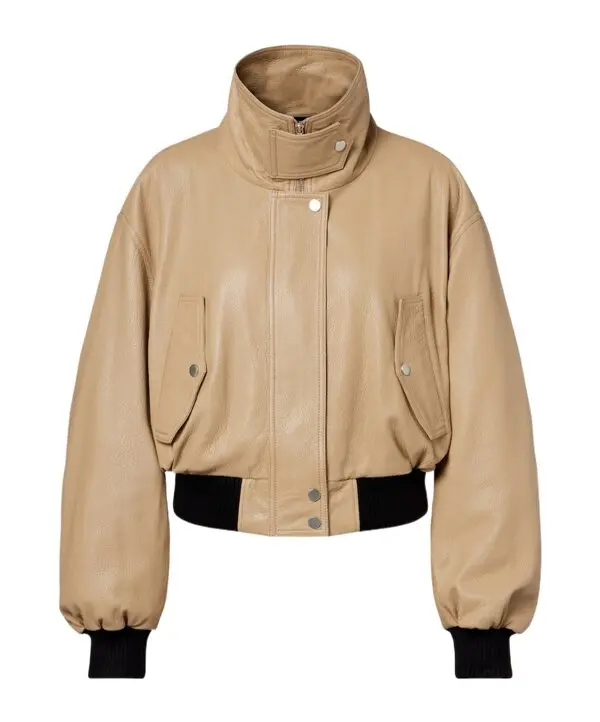 Nour Hammour Briar Cropped Leather Blouson Jacket
