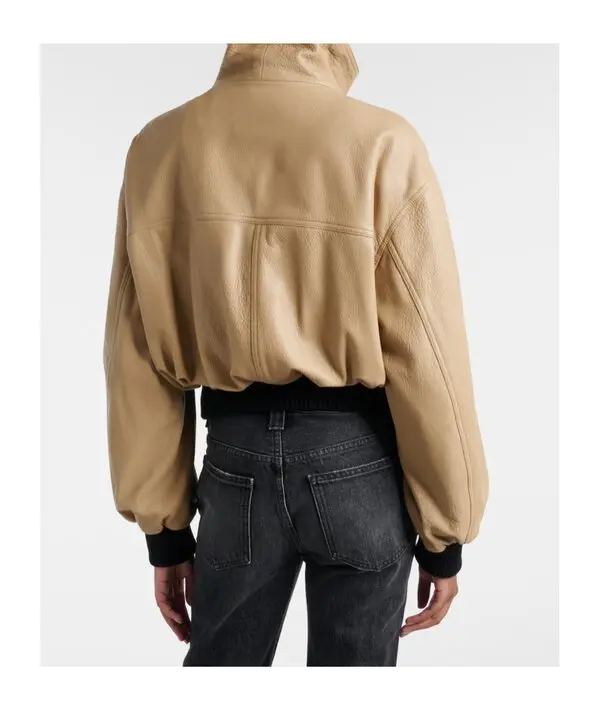Nour Hammour Briar Cropped Leather Blouson Jacket