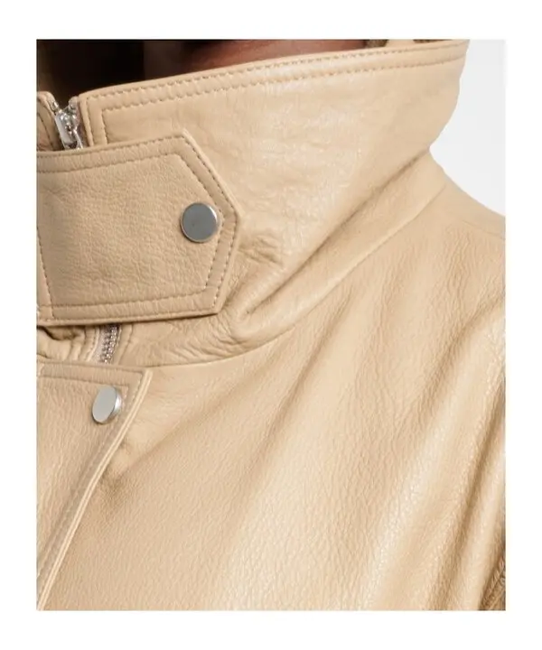 Nour Hammour Briar Cropped Leather Blouson Jacket