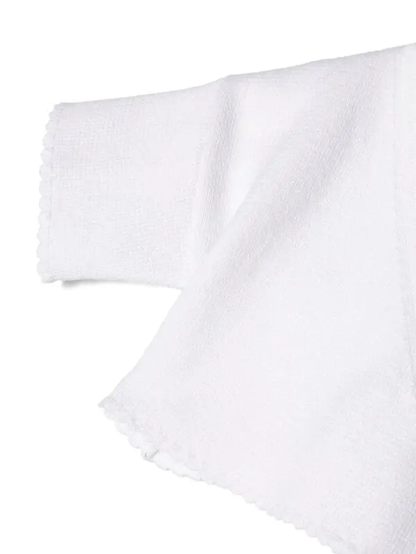 IL GUFO Short Sleeve Cotton Top With V-neck And Front Tie