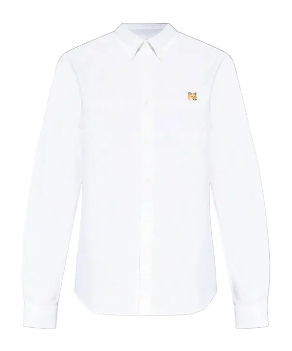 Maison Kitsuné Fox Head Embroidered Long-sleeved Shirt