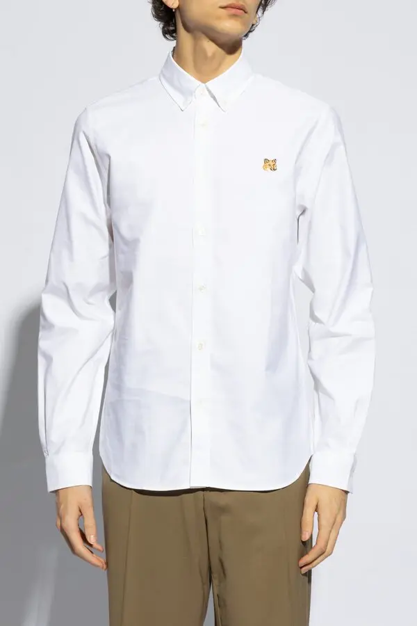 Maison Kitsuné Fox Head Embroidered Long-sleeved Shirt