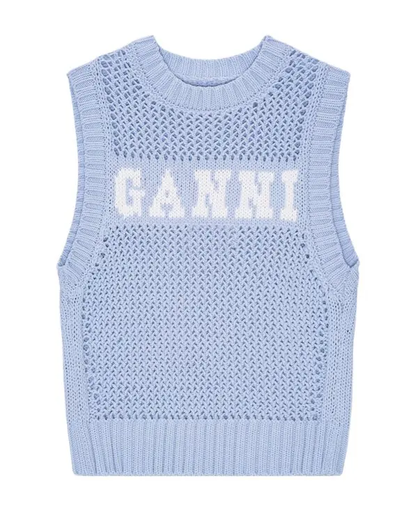 GANNI Logo Intarsia Knitted Vest