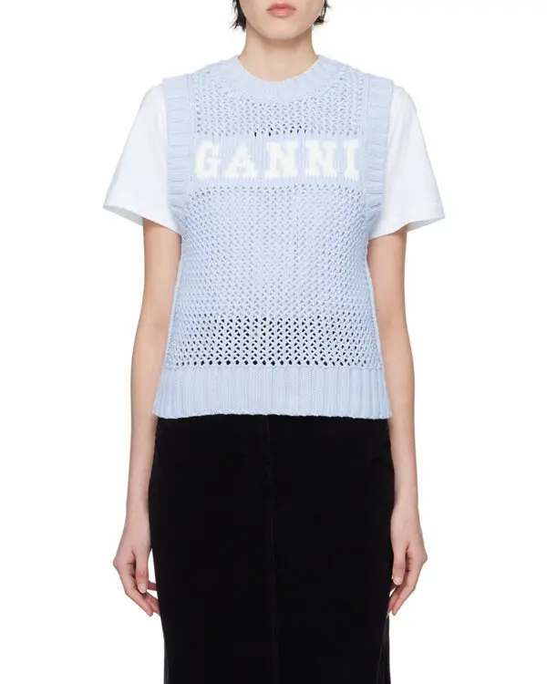 GANNI Logo Intarsia Knitted Vest