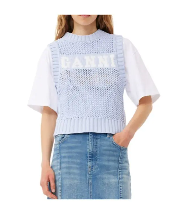 GANNI Logo Intarsia Knitted Vest