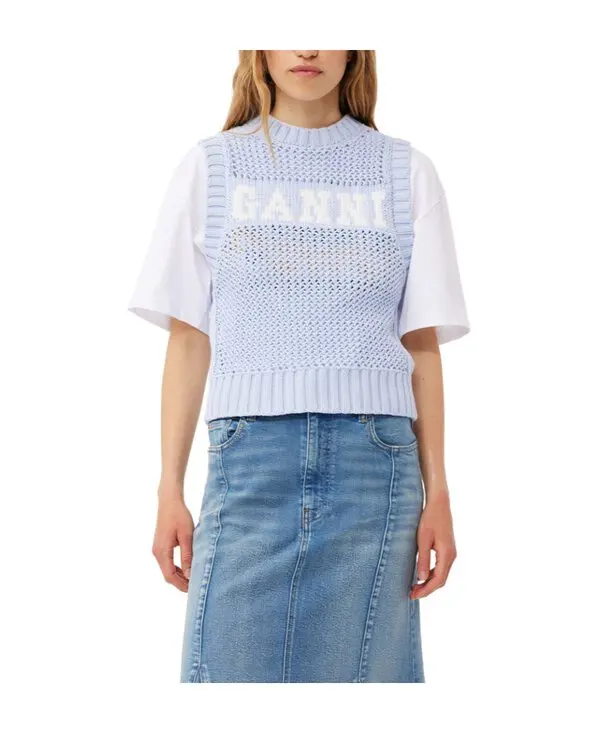 GANNI Logo Intarsia Knitted Vest