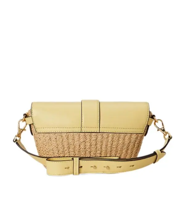 Ralph Lauren Small Lynden Straw-leather Shoulder Bag