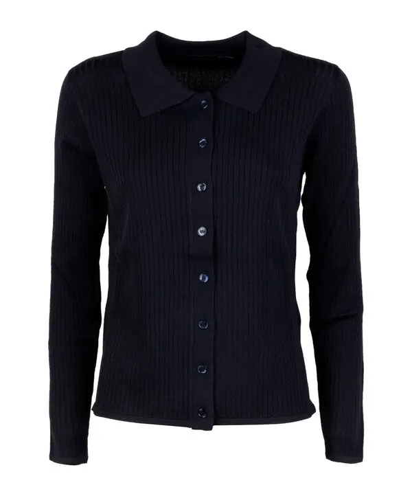 Seventy Ribbed-knit Cardigan - Navy Blue