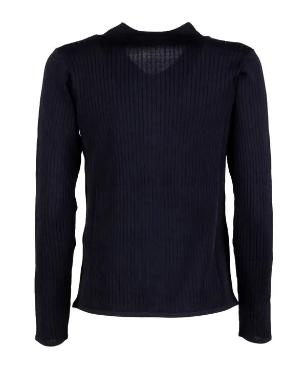 Seventy Ribbed-knit Cardigan - Navy Blue