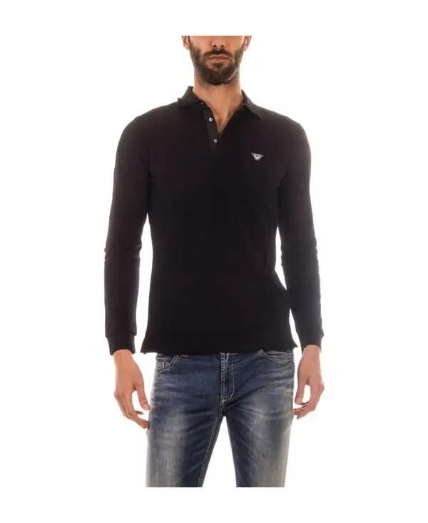 Emporio Armani Long-sleeved Polo Shirt - Black