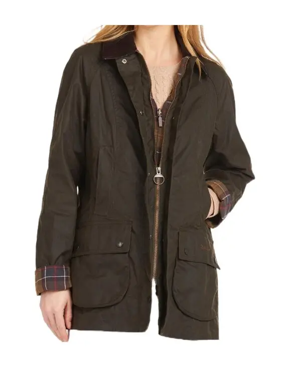 Barbour Classic Beadnell Waxed Jacket With Contrast Collar - No