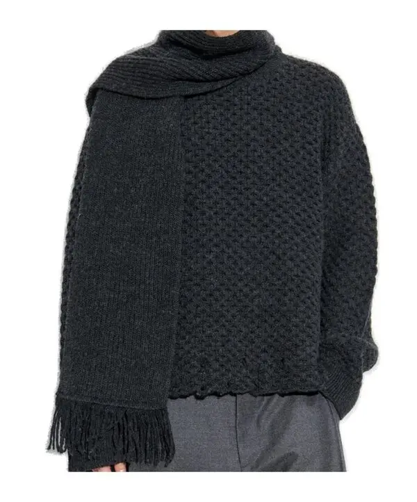 MAISON MARGIELA Fringed Scarf Knitted Pullover