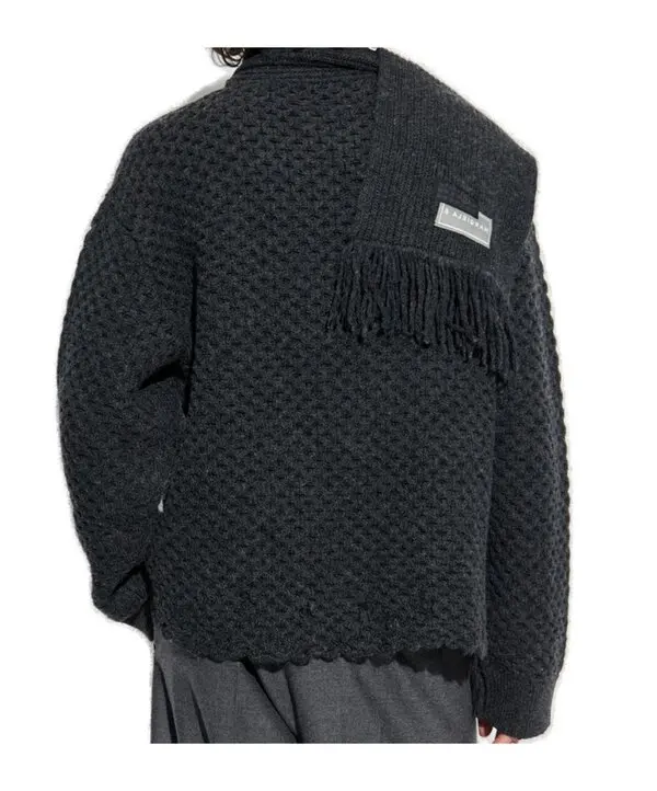 MAISON MARGIELA Fringed Scarf Knitted Pullover