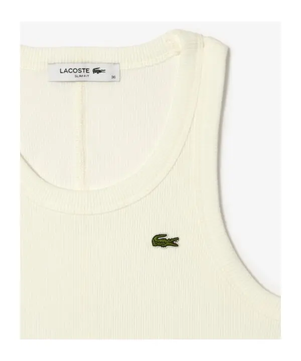 Lacoste Ribbed Tank Top With Embroidered Logo
