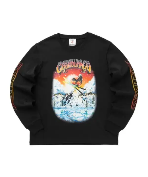 Casablanca Printed Logo Long Sleeve Sweatshirt - Black