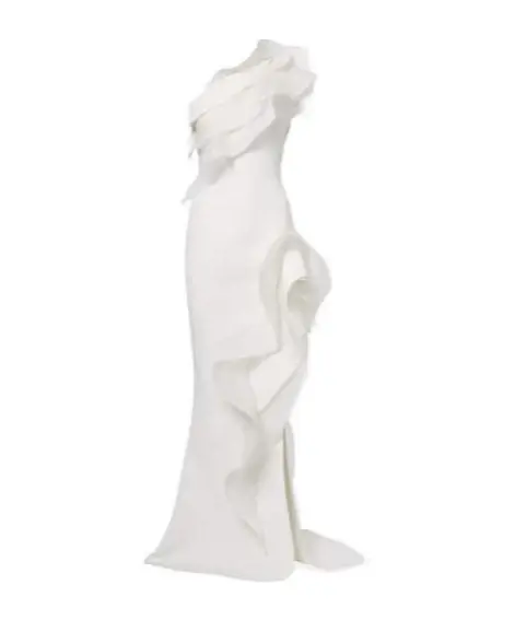 Maticevski Excitement Ruffled One-shoulder Gown