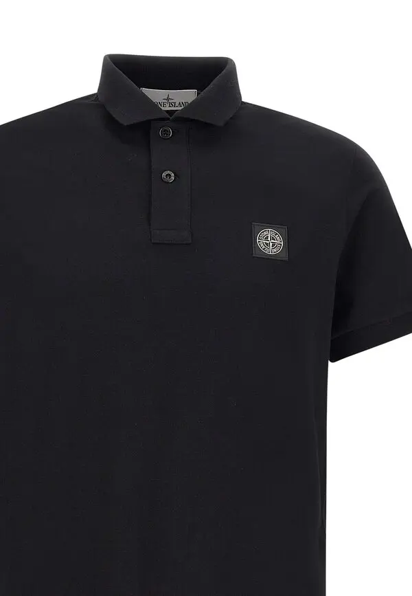 Stone Island Slim Fit Short-sleeved Polo Shirt - Black