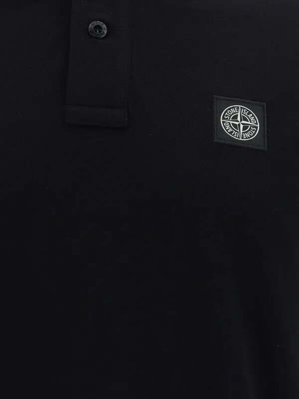 Stone Island Slim Fit Short-sleeved Polo Shirt - Black