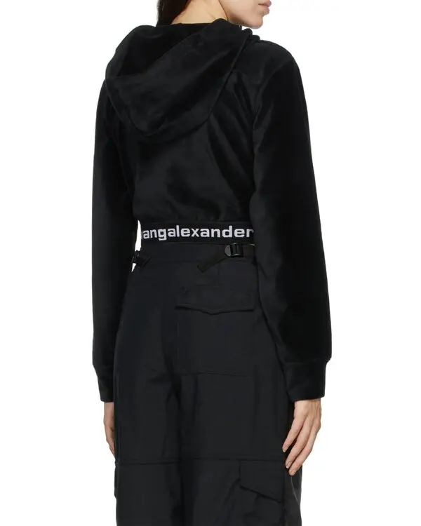 Alexander Wang Cropped Corduroy Hoodie With Logo Detail