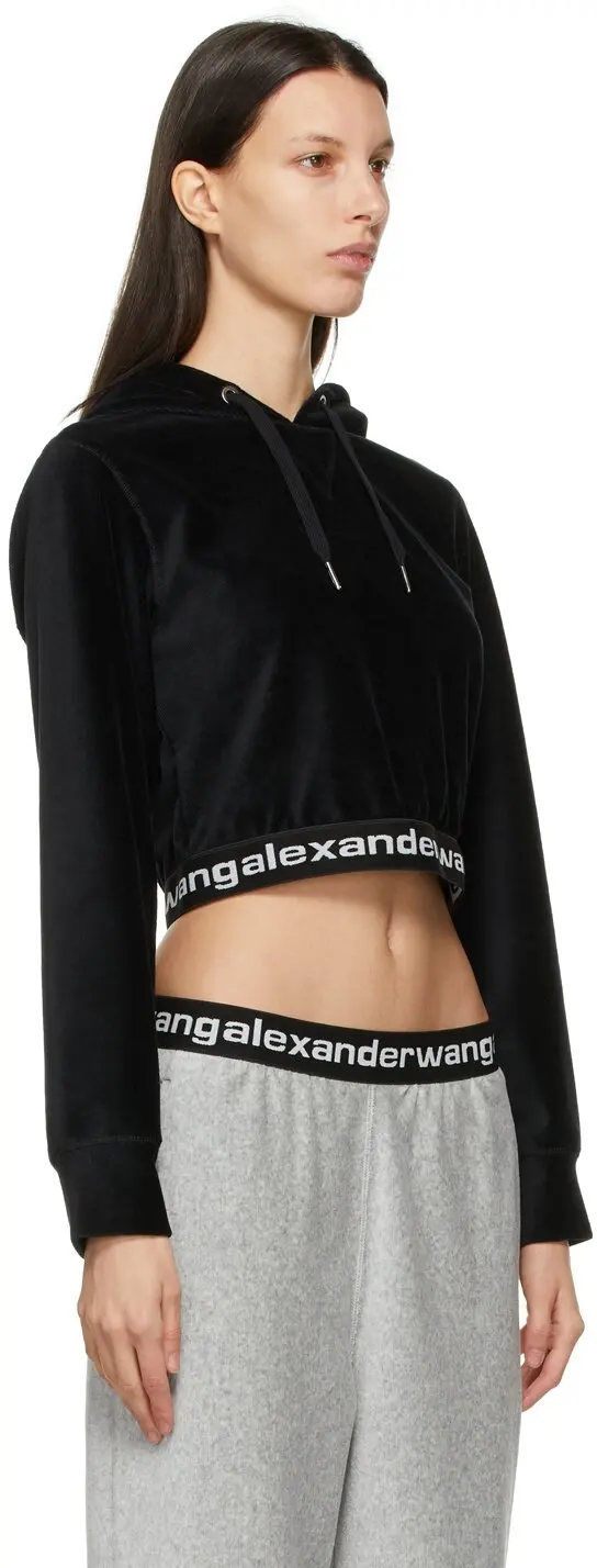 Alexander Wang Cropped Corduroy Hoodie With Logo Detail