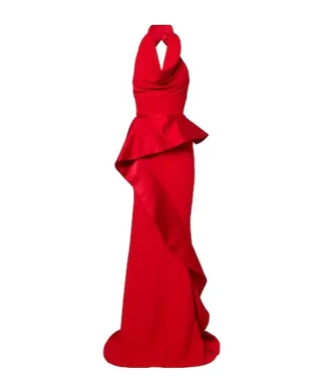 Maticevski Provocateur Halterneck Peplum Gown - Red