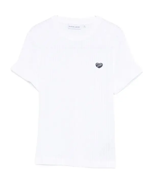 Maison Labiche Ribbed Heart Appliqué T-shirt