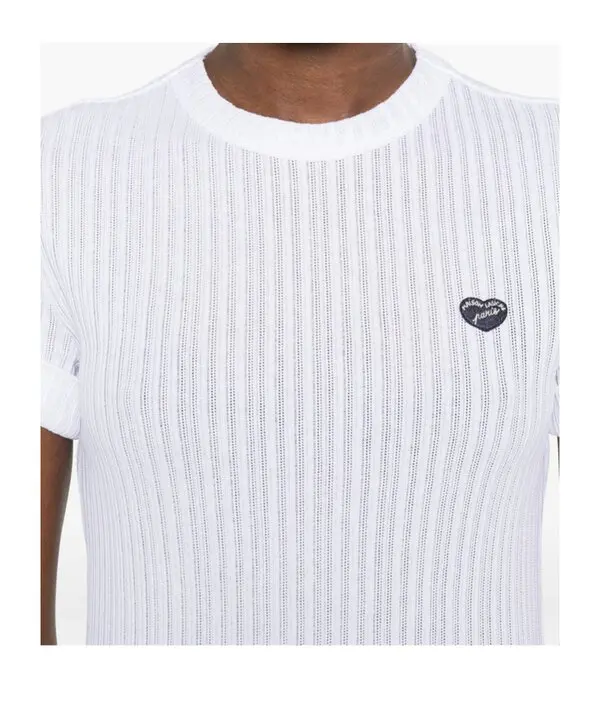 Maison Labiche Ribbed Heart Appliqué T-shirt