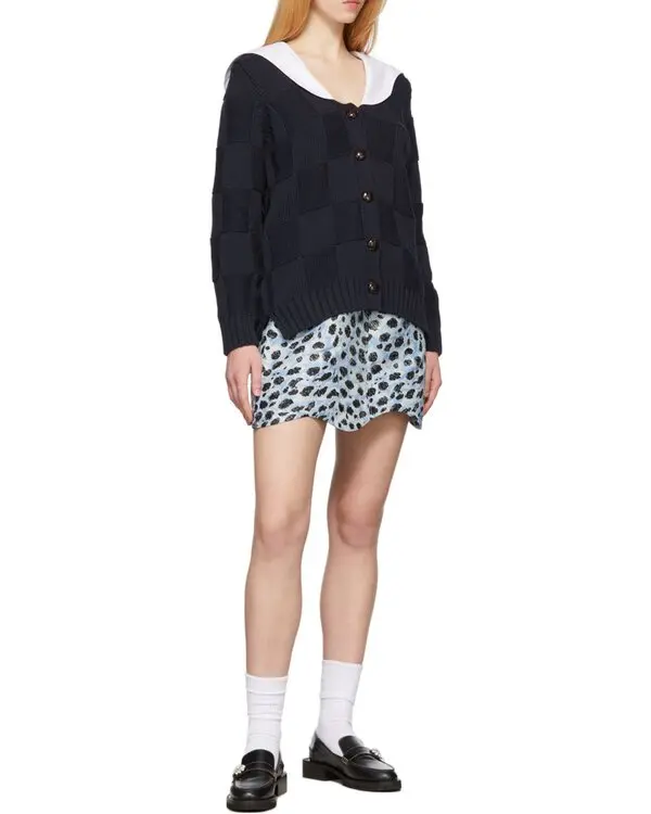 GANNI Sailor Collar Intarsia-knit Cardigan