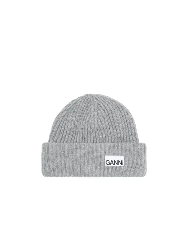 GANNI Logo Patch Oversized Beanie