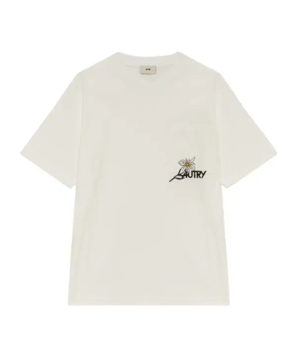 AUTRY Flower-embroidered Pocket T-shirt